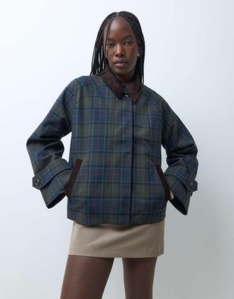 Barbour Sandra wasserabweisende karierte Jacke in Marineblau/Gr&uuml;n-Multi