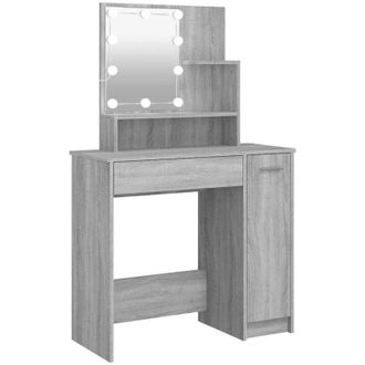 vidaXL Schminktisch mit led Grau Sonoma 86,5x35x136 cm Vidaxl