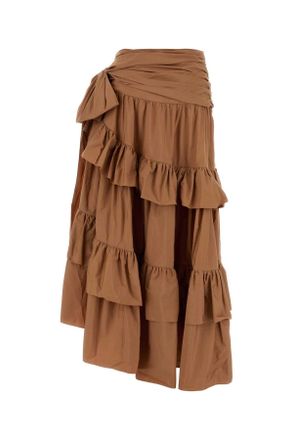 Chlo&eacute; Tiered Poplin Skirt - Beige