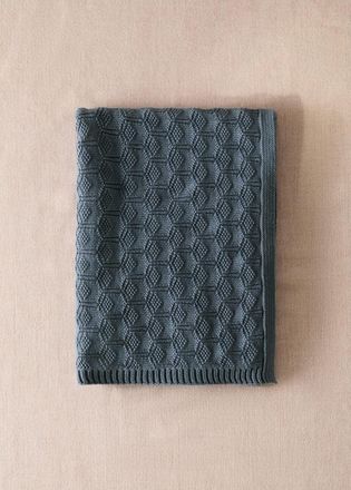 Mango Couverture enfant 100 % coton points ajour&eacute;s bleu encre - Home - 70X100cm - MANGO HOME