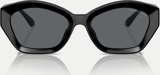 Michael Kors Bel air Sonnenbrille mit unregelm&auml;&szlig;iger Form, grauen Gl&auml;sern in Schwarz