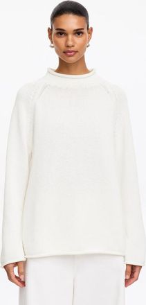 Arket Baumwollpullover Mit Rollkanten -Wei&szlig;