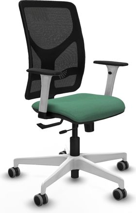 Piqueras y Crespo Ergonomischer Stuhl aus Netzstoff mit wei&szlig;en und schwarzen Armlehnen, h&ouml;henverstellbare Lendenwirbelst&uuml;tze, ausgestattet mit Syncro/Traslack und Schne