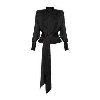 Balmain Asymmetrische Seidenbluse - - Blouses & Shirts - Damen - Schwarzk - S
