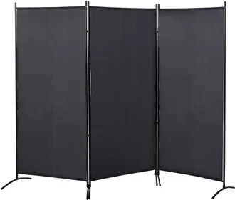 HOMCOM Homcom - Paravent 3 panneaux sur pied brise-vue s&eacute;parateur m&eacute;tal &eacute;poxy polyester haute densit&eacute; anthracite