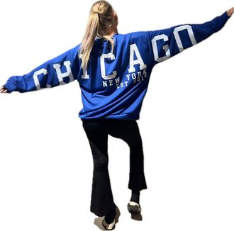 Worldclassca Longsweatshirt Worldclassca Oversized Sweatshirt CHICAGO Langarmshirt Puli Oberteil