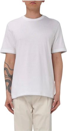 Eleventy Homme, Tops, Blanc, Taille: 2XL T-Shirt à Manches Courtes et Col Rond