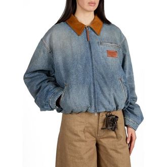 Acne Studios Bomber ample en denim de coton m&eacute;lang&eacute;
