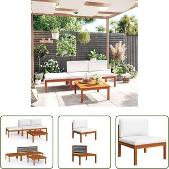 vidaXL Terrassensofa - 4-teiliges Garten-Lounge-Set mit Kissen Creme 63 x 63 cm
