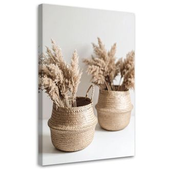 Feeby Bilder - Foto Geschenk - Trockene Pflanzen Vase Boho - 80x120 1tlg - Leinwandbilder Wohnzimmer - Wandbild &uuml;ber dem Bett - Bild Schlafzimmer - Aestheti