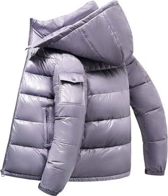 Heekpek Veste Homme &agrave; Capuche Manteau Homme Hiver Blouson Chaude Hydrofuge Parka Manteaux Matelass&eacute;e en Coton Vestes de Randonn&eacute;e Ski, Gris-violet, XXL