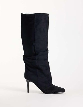 Simmi London Simmi London bottes hauteur genou fronc&eacute;es en su&eacute;dine noire