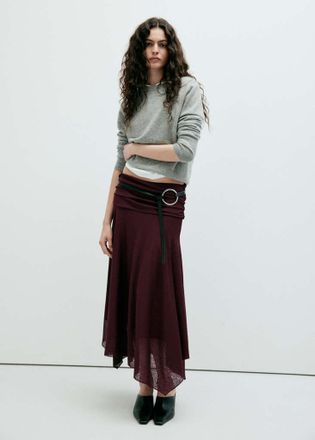 Mango Jupe fronc&eacute;e bas asym&eacute;trique bordeaux - Femme - XS - MANGO
