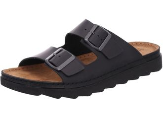 Rohde Herren Pantolette Leder Zwei Schnaller Clog Foggia-H 5973, Gr&ouml;&szlig;e:42 EU, Farbe:Schwarz