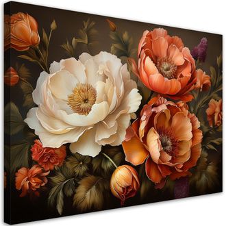 Feeby Leinwand Bilder - Natur Botanicals Blattwerk Blumen - Vlies 45x30 cm - Deko Wohnzimmer - Wandbilder Schlafzimmer - Deko Aesthetic - Wand Deko - Leinwa