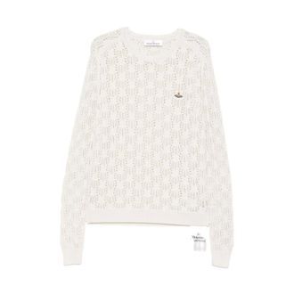 Vivienne Westwood Homme, Pulls, Blanc, Taille: M Orb Logo Round Neck