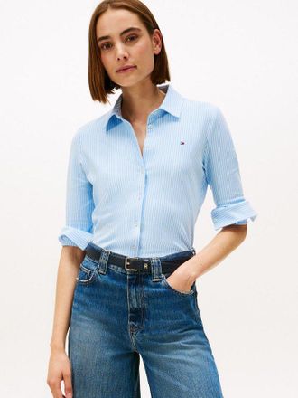 Tommy Hilfiger Poloshirt 1985 SLIM PIQUE BTN DOWN LS mit Polokragen und Label Baumwollmischung, slim fit