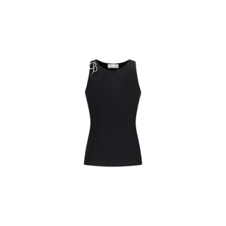 Blumarine Femme, Tops, Noir, Taille: 40 FR Débardeur côtelé avec épingle monogramme