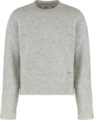 Ami Homme, Pulls, Gris, Taille: S Pull &agrave; col rond en laine m&eacute;lang&eacute;e