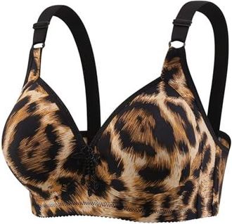 Generic Soutien Gorge Femme Brassiere Soutien Gorge Femme Soutien-Gorge t-Shirt pour Femmes, imprimé léopard, Bralette rembourrée, Sexy, col en V, Couverture 