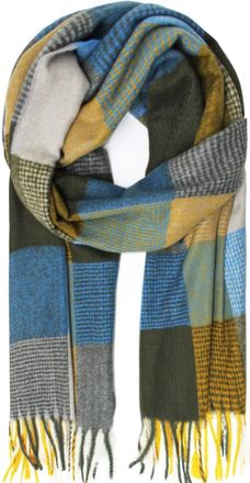 Glamexx24 Damen Winter Schal Kariert Fashion Kaschmir Strickset &Uuml;bergro&szlig;er Quadratisch Deckenschal Halstuch Streifen Muster Fransen Poncho