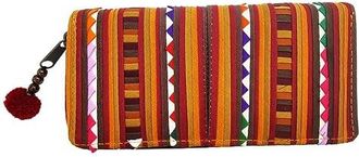 Panasiam Portefeuille Akha Tribe | portefeuille ethnique en coton | porte-monnaie Purse Wallet | vegan & fair, multicolor foncée, 20x10cm