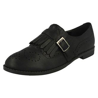 Spot On Chaussures richelieu &agrave; enfiler pour femme, Noir, 40 EU