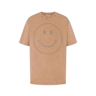 Moschino unisex, Tops, Beige, Taille: XL Heavy Cotton T-Shirt Smiley