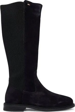 Tommy Hilfiger Stiefel Enamel Flag Suede High Chelsea FW0FW09574 Dunkelblau