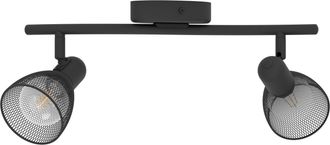 Eglo Deckenlampe Carovigno, 2 flammige Deckenleuchte, Klassisch, Minimalismus, Deckenstrahler aus Stahl, Wohnzimmerlampe in Schwarz, K&uuml;chenlampe, Spots mit