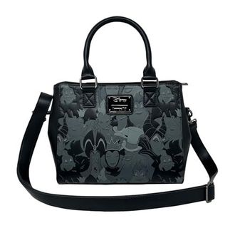 Loungefly Disney Villians Sac main bandouli re avec impression sur toute la surface, noir, Medium