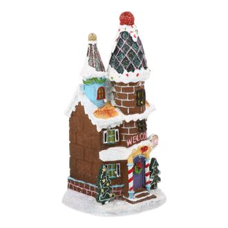 Artibetter Leuchtendes Harz Weihnachtsdekor Haus mit LED Beleuchtung Batteriebetriebenes Weihnachts Desktop Ornament Kleine Weihnachtsdeko f&uuml;r Innen