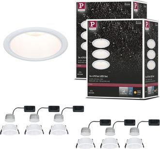 Paulmann 5247 Set LED Einbauleuchte Cole Coin 6er-Set IP44 88mm Coin 6x6W 6x470lm 230V dimmbar 2700K Weiß matt