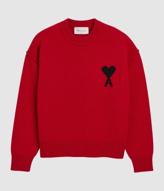 Ami Pull Ami De Coeur Rouge Rubis Noir