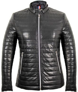 MDM Lederjacke Damen Leder Steppjacke Schwarz Lammleder Slim Fit Fell Kapute, Gesteppt