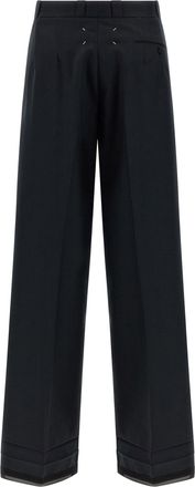 Maison Margiela Herringbone Wool Blend Trousers - Black