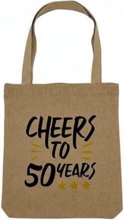 Fabulous Sac Shopping Tote Bag Aspect Lin - Cheers to 50 Years Anniversaire 50 Ans Etoiles - Sac de Courses Toile Epaisse 360g Beige Naturel Cabas Port&eacute; Epaule