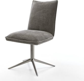 DELIFE Drehstuhl Lelio-Flex Boucl&eacute; Soft Schlamm Fu&szlig;kreuz Graphit 360&deg; drehbar Wippfunktion Taschenfederkern, Esszimmerst&uuml;hle