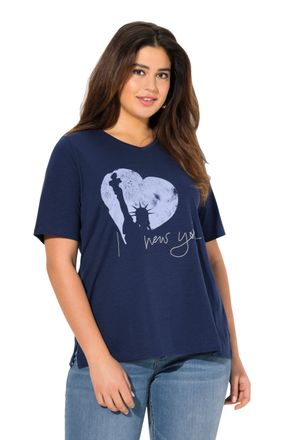 Ulla Popken Damen gro&szlig;e Gr&ouml;&szlig;en &Uuml;bergr&ouml;&szlig;en Plus Size T-Shirt, New York, Classic, V-Ausschnitt, Halbarm