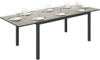 OUTSUNNY Table de jardin extensible - Outsunny - 160/240 cm 6 - 8 personnes, forme rectangulaire - bordure en aluminium - gris
