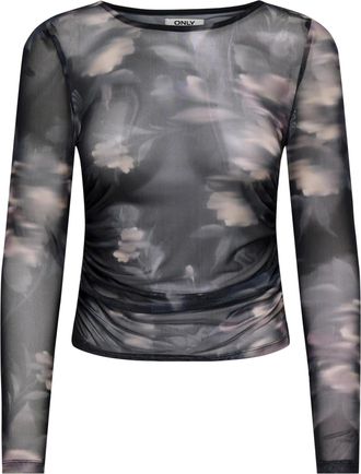 Only Onlkaya Life Ls Ruching Mesh Top WVN