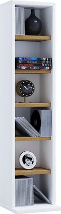VCM Holzregal stehend/platzsparender CD Schrank für 102 CDs oder 36 DVDs/Maße: H. 92 x B. 21 x T. 20 cm/Elegantes DVD Regal stehend/Blu-Ray Regal/CD Regal