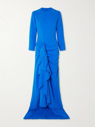 Solace London Nia Robe Aus Cr&ecirc;pe Mit Volant - Blau