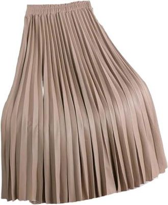 Generic Jupe midi en cuir synth&eacute;tique pour femme - Taille haute - Coupe trap&egrave;ze - Pour f&ecirc;te, affaires, d&eacute;contract&eacute;, bureau, 3, Taille unique