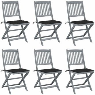 vidaXL Vidaxl - Klappbare Gartenst&uuml;hle 6 Stk. mit Sitzkissen Massivholz Akazie