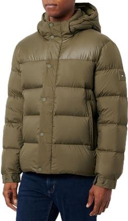Tommy Hilfiger Doudoune Homme Mix Down Hooded Puffer Jacket avec Capuche, Multicolore (Army Green), XL
