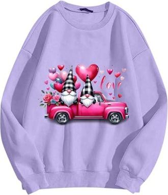 Generic Sweat-shirt d&eacute;contract&eacute; &agrave; col rond pour homme et femme pour la Saint-Valentin 2026, violet, XXL