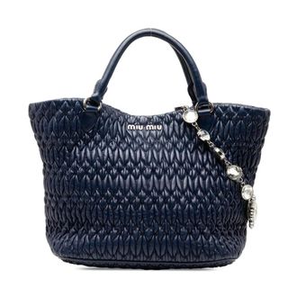 Miu Miu Sac &agrave; main en cuir textur&eacute; Pre-owned - Femme - Pre-owned - Bleu - Taille: ONE Size