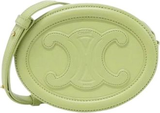 Celine Pre-owned Sac bandouli&egrave;re ovale en cuir de veau - Femme - Pre-owned - Vert - Taille: ONE Size