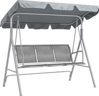 OUTSUNNY Balancelle de jardin 3 places grand confort toit imperm&eacute;abilis&eacute; inclinaison r&eacute;glable assise et dossier ergonomique acier textil&egrave;ne gris clair